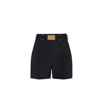 Elisabetta Franchi Femme, Shorts, Noir, Taille: 38 FR Short en tissu technique bi-&eacute;lastique avec ceinture