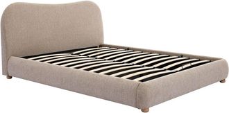 Vente-Unique Lit coffre 140 x 190 cm - Tissu - Taupe - VANARI