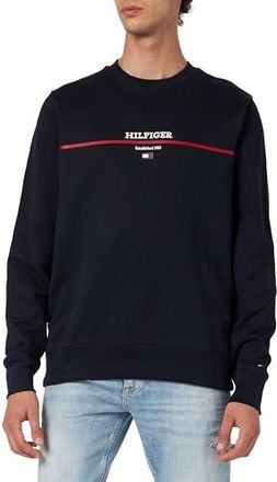 Tommy Hilfiger Sweat Homme Stripe sans Capuche, Bleu (Desert Sky), XXL