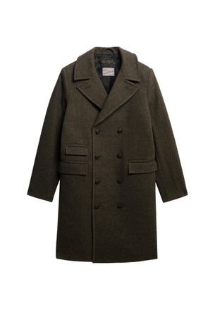 Superdry Herren The Merchant Store - Wollmischung Mantel Eichenbraun Fischgr&auml;tmuster L