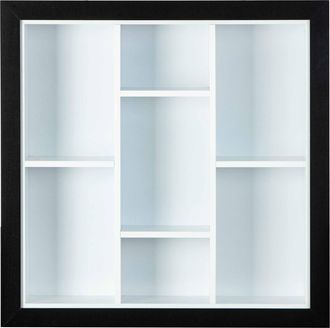 Inter Link SAS Setzkasten - Sammlerkasten - Vitrine - Sammlervitrine - Vitrine ohne Glas - Wandregal - 7 Fächer - Kollektor - Septem - MDF Schwarz/Weiß - 66,5 x 13,7