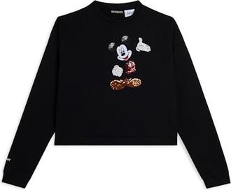 Freddy Sweat-shirt court noir avec broderie Mickey Mouse, Black, Large