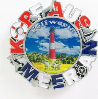 Generic Pellworm Magnet Metall mit drehendem maritimen Kranz Drehscheibe Souvenir