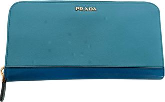 Prada Portemonnaie - Prada Zippy Geldborse aus Saffiano Leder Blau / gu - Gr. unisize - in Blau - für Damen