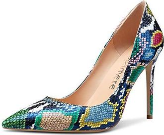 Castamere Escarpins Femme Mode Aiguille Talon 10CM High Heels Multicolore Serpent Mat Chaussures EU 39