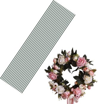 Generico K&uuml;nstliche Blumenstiele - 20 St&uuml;ck Draht f&uuml;r Blumenstr&auml;u&szlig;e, dunkelgr&uuml;n, dekorativ, Drahtstiele, f&uuml;r Kunstprojekte, Umwickeln, Dekorieren, Zuhause, Hoc