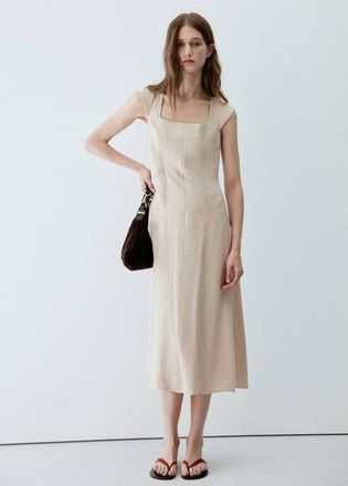 Mango Robe col carr&eacute; beige - Femme - XS - MANGO