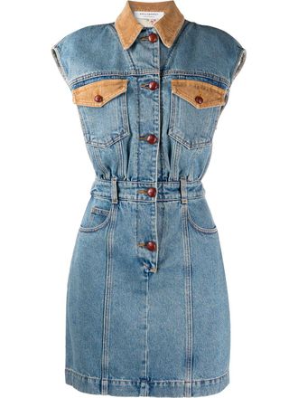 Philosophy di Lorenzo Serafini robe en jean &agrave; empi&egrave;cements contrastants - Bleu