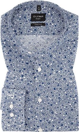 Olymp Herren Hemd blau geblümt Slim Fit