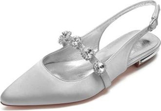 Miyoopark Chaussures de mariage basses pour femmes Slingback soirée décolleté, M670 Argent, 38.5 EU