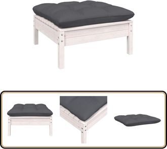 vidaXL Vidaxl - Gartenhocker mit Anthrazit Kissen Weiß Kiefer Massivholz - Gartenzubehör - Gartenstuhl - Gartenlounge - Outdoor Möbel - Kiefernholzmöbel