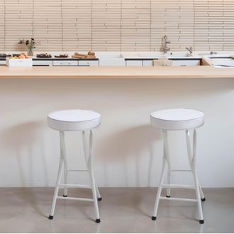 Generic 2er-Set klappbare Barhocker, 63 cm hoch, Moderne K&uuml;chenthekenst&uuml;hle f&uuml;r Kaffeebars, Spielzimmer, Klassenzimmer und K&uuml;cheninseln - Wei&szlig;