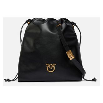 Pinko Pinko, Femme, Sacs, Noir, Taille: ONE Size Sac &agrave; Bandouli&egrave;re en Cuir D&eacute;contract&eacute; avec Cordon