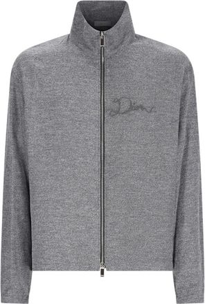 Dior Homme, Sweatshirts et sweats &agrave; capuche, Gris, Taille: S Chemise Zipp&eacute;e avec Broderie de Rubans
