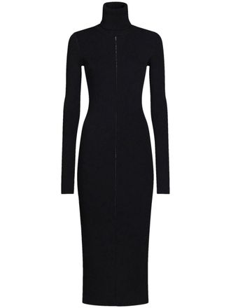 Marni robe mi-longue nervur&eacute;e &agrave; col roul&eacute; - Noir