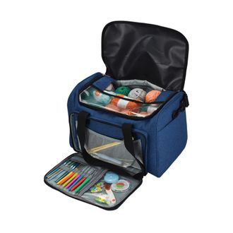Generic Ausverkaufs-Stricktasche, Garn-Trage-Organizer mit Innenteiler for Wolle, H&auml;kelnadeln, Nadeln, N&auml;hset, DIY-Aufbewahrung(Blue Color Bag)