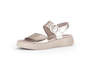 Gabor Damen Plateausandalen, Frauen Sandalen,Leichte Mehrweite (G),Freizeitschuhe,offene Schuhe,Strandschuhe,Puder (goldmatt/w),37.5 EU / 4.5 UK