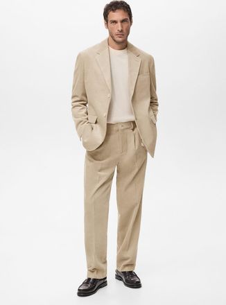 Mango Veste slim fit velours côtelé beige - Homme - 46 - MANGO MAN