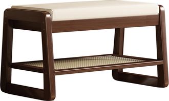 Generic Schuhschrank mit Sitzbank Klappbares Staufach Bambusrahmen Sitzkissen Aus Bio-Leder Sitzbank mit Stauraum f&uuml;r Flur, Wohn- Und Schlafzimmer(Brown,70 * 