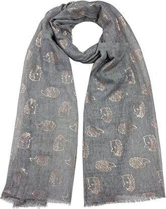 GFM Femme &Eacute;charpe imprim&eacute;e h&eacute;risson, HH-92-BH-Gris