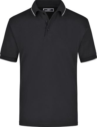 James & Nicholson Poloshirt Kontrast - Farblich akzentuiertes Poloshirt aus gekämmter Baumwolle | Farbe: black/silver | Grösse: M