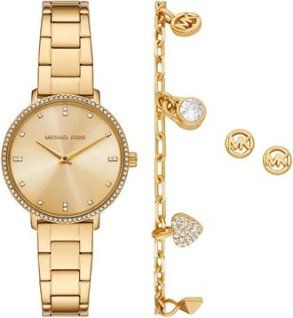 Michael Kors Coffret cadeau montre Mini Pyper Pav&eacute; - Femme - Accessoires - Jaune - Taille: ONE Size