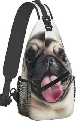 Generic L&eacute;ger Sacoche Homme Bandouliere Chien carlin dr&ocirc;le Sac De Poitrine Casual Cross Body pour Cyclisme Femme &eacute;cole