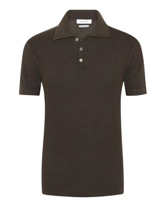 Daniele Fiesoli Unifarbenes Strick-Poloshirt in Reiskornstrickmuster in