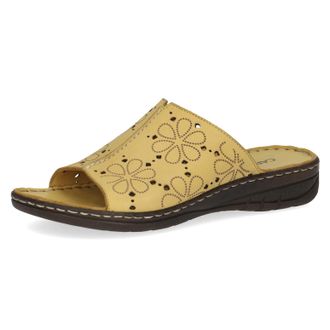 Caprice Damen Pantoletten aus Leder mit Fußbett, Gelb (Yellow Nappa), 42 EU