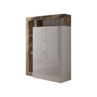 Dmora 2-t&uuml;riger MehrzweckschrankMatese, Multifunktionale M&ouml;bel, Schuhschrank, Besenschrank, Made in Italy, 78x35 h116 cm, Gl&auml;nzendes Wei&szlig; und Eiche