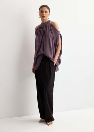 Mango Schulterfreies Top lila - Damen - XS-S - MANGO