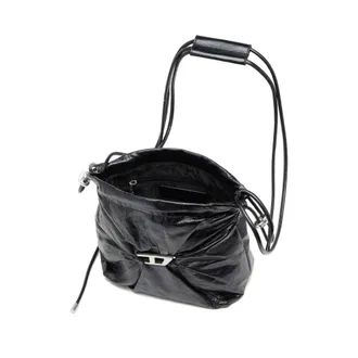 Diesel Calf Leather Drawstring Bucket Bag - Black