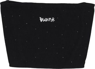 Disclaimer Schwarzes Tr&auml;gerloses Strass Logo Top - - Tops - Damen - Schwarzk - M