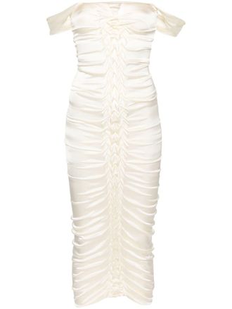 Patrizia Pepe robe mi-longue satinée à fronces - Tons neutres