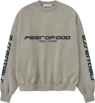 Fear of God Homme, Sweatshirts et sweats &agrave; capuche, Gris, Taille: S SweaT-shirt court d&eacute;contract&eacute; en molleton &eacute;pais