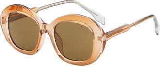 Generic Lunettes De Soleil R&eacute;tro Rondes &Agrave; Grande Monture For Hommes Et Femmes, Photo UV400, Lunettes De Soleil De Vacances(Brown)