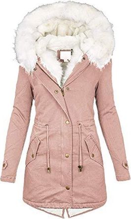 Onsoyours Manteau dhiver pour femme en fausse fourrure polaire chaude doublée Avec capuche, a rose, XXXL