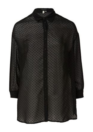 QS by s.Oliver Langarmbluse Bluse Transparente Longbluse