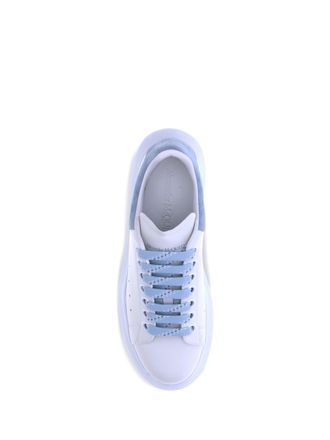 Alexander McQueen Womens Leather Sneakers White-Powder Blue Trainers White/powder