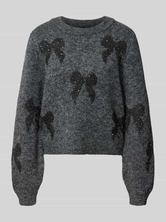 Only Pullover mit Glitzer-Schleifenprint