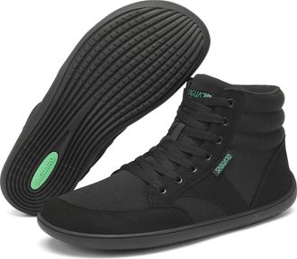 Saguaro Barfußschuhe Damen Herren - Barfuss Schuhe Damen Outdoor Barfusschuhe High-Top Barefoot Shoes mit Zero-Drop Sohle Schwarz, Gr.40