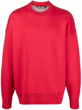 Palm Angels pull &agrave; motif palmier en maille intarsia - Rouge