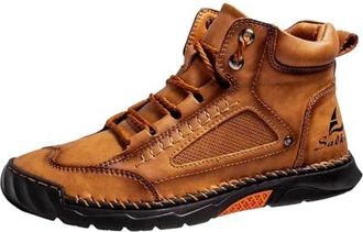 Generic Chaussures de sport noires en toile et cuir avec lacets pour homme, couleur unie, décontractée, confortables et sportives, chaussures bouclier, marron