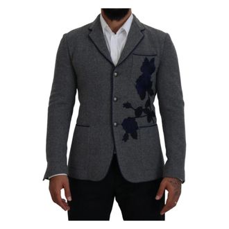 Dolce & Gabbana Slim Fit Woll-Rosen-Blazer - - Jackets - Herren - Grau - XS