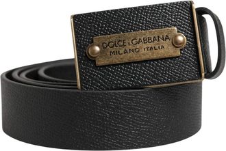 Dolce & Gabbana Homme, Accessoires, Noir, Taille: ONE Size Calf Leather Metal Buckle Belt