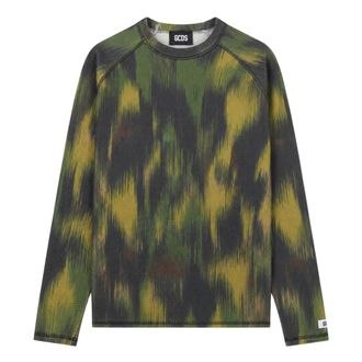 GCDS Gcds, Homme, Tops, Multicolore, Taille: S T-shirt Manches Longues Waffle Camouflage