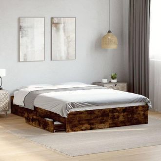 vidaXL Bettgestell mit Schubladen R&auml;uchereiche 120x190cm Holzwerkstoff Vidaxl