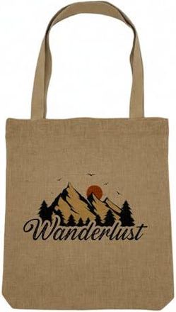 Fabulous Sac Shopping Tote Bag Aspect Lin - Wanderlust Voyage Nature Montagne Foret - Sac de Courses Toile Epaisse 360g Beige Naturel Cabas Port&eacute; Epaule Solide
