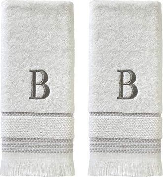 SKL Home Lässiges Monogramm Handtuch-Set B, Baumwolle, Weiss/opulenter Garten, 16x26