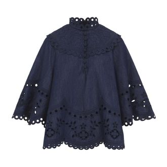 Zimmermann Mahon Broderie Denim Top - - Blouses & Shirts - Damen - Blau - M